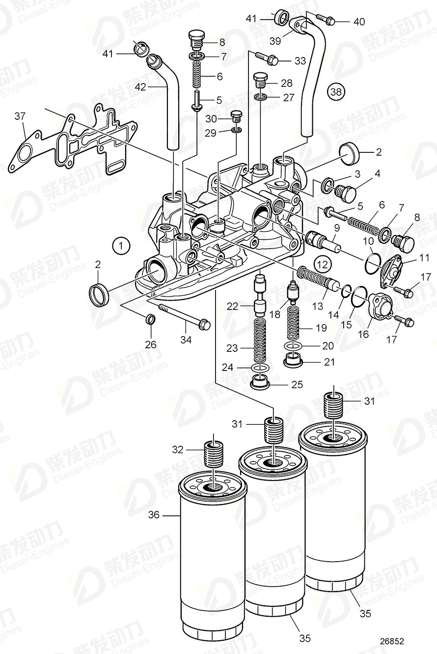 Oil filter housing 888320 price,VOLVO,Lubricating System spare parts ...